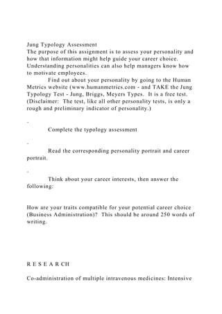 Jung Typology AssessmentThe purpose of this assignment is to ass.docx