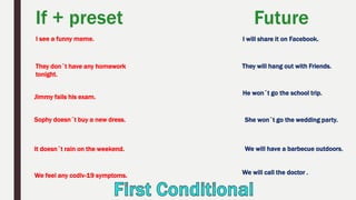 Future Simple for Reactions and First Conditional | PPT