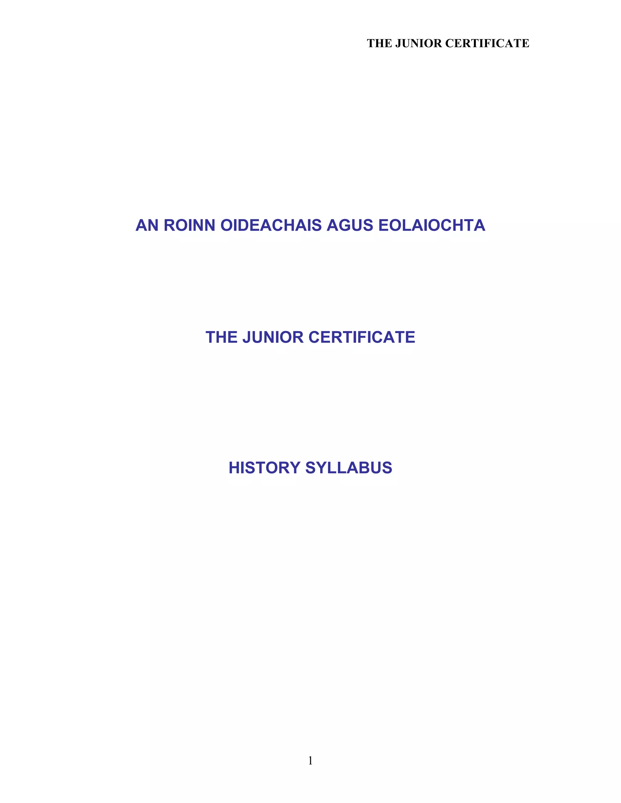 Junior cert history syllabus | PDF