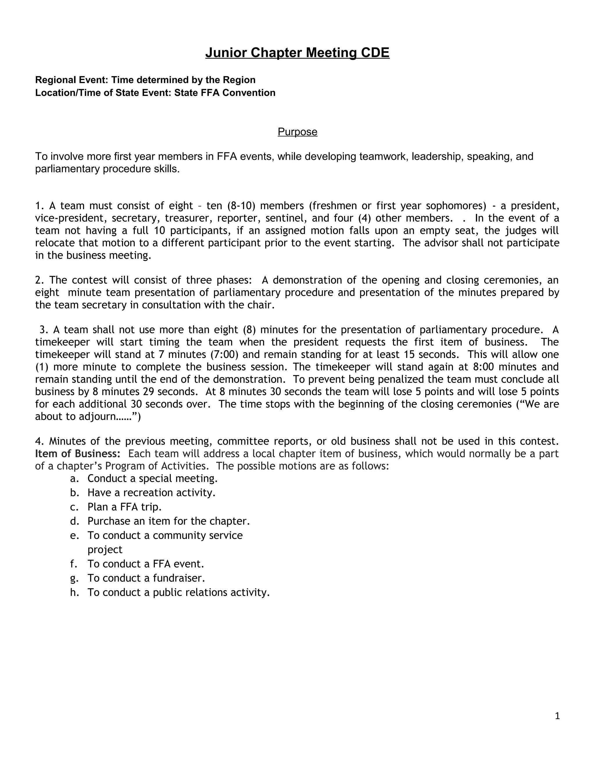 Junior chapter meeting cde | DOC