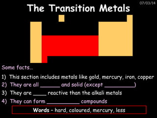 Metals Chemistry Junior cycle science | PPT