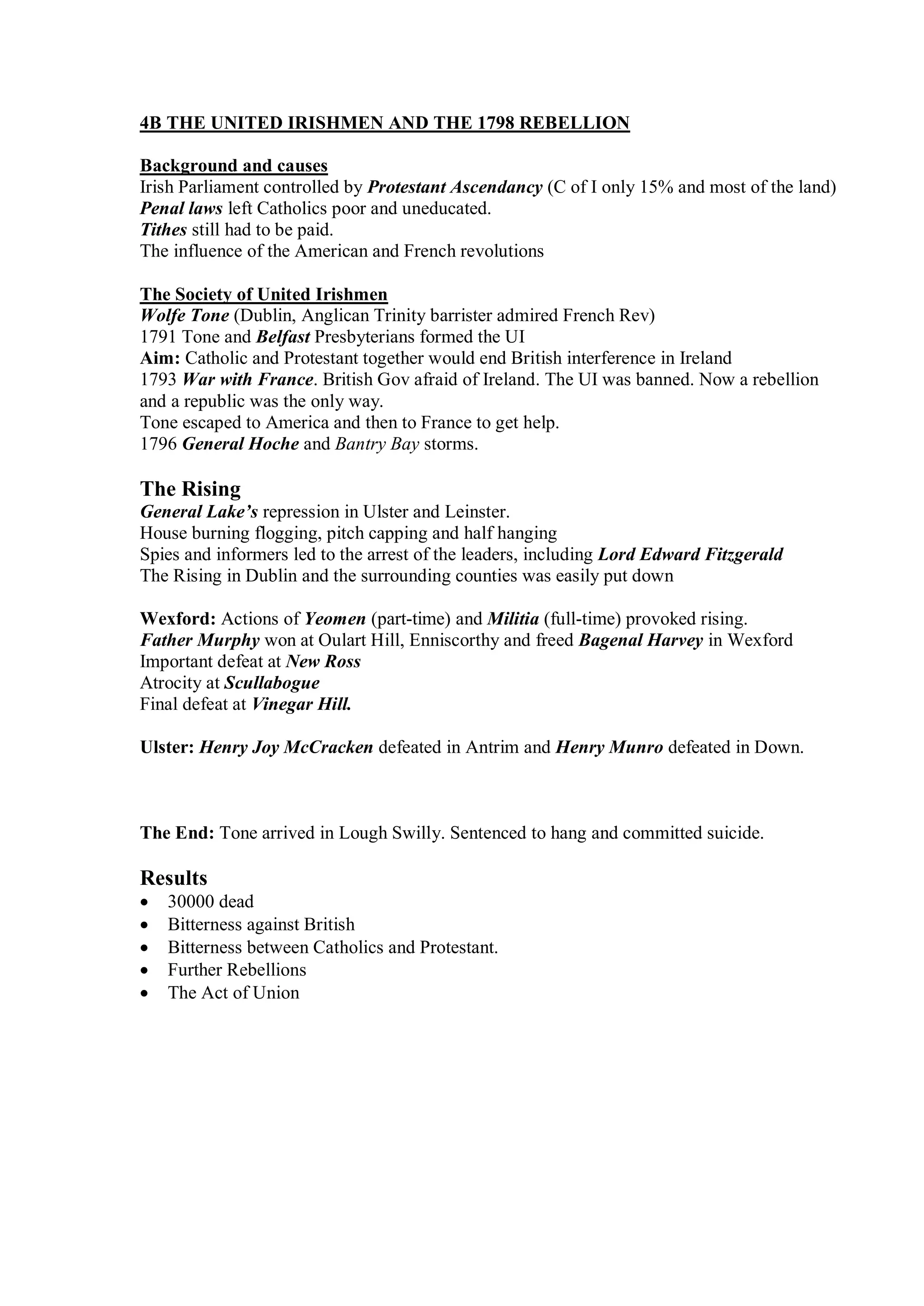 Junior Certificate History Second Year Notes | PDF