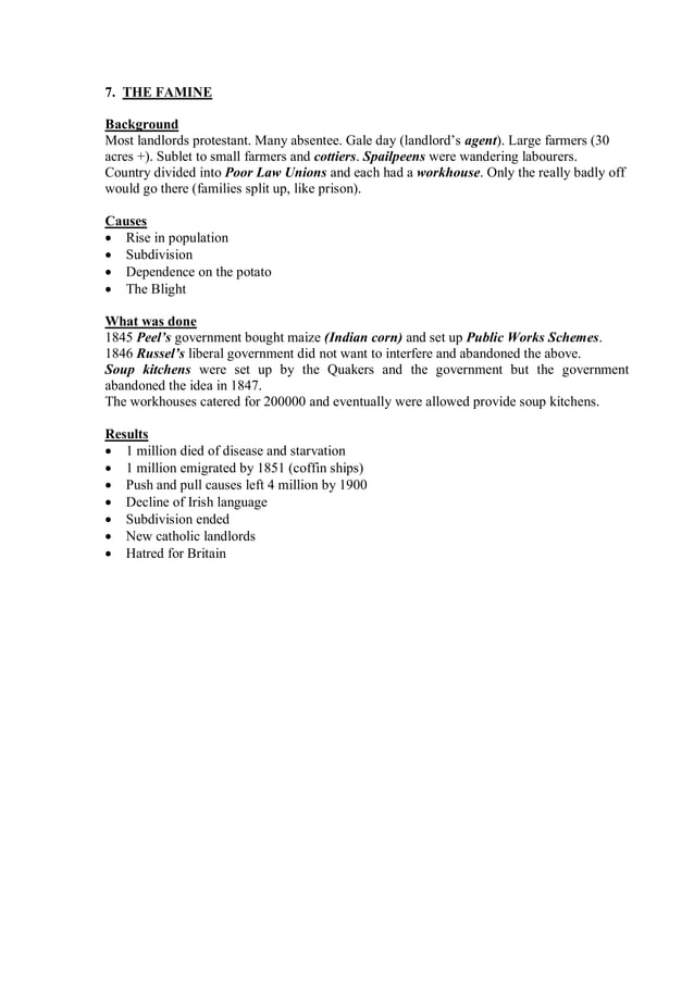 Junior Certificate History Second Year Notes | PDF