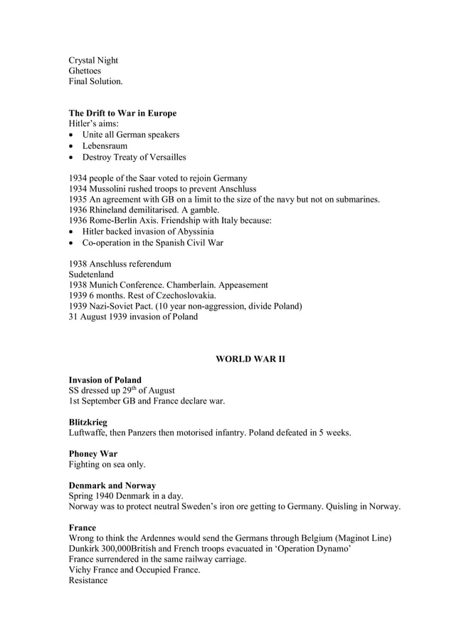 Third Year Junior Cert History Notes | PDF | Death, Injury, or Military ...