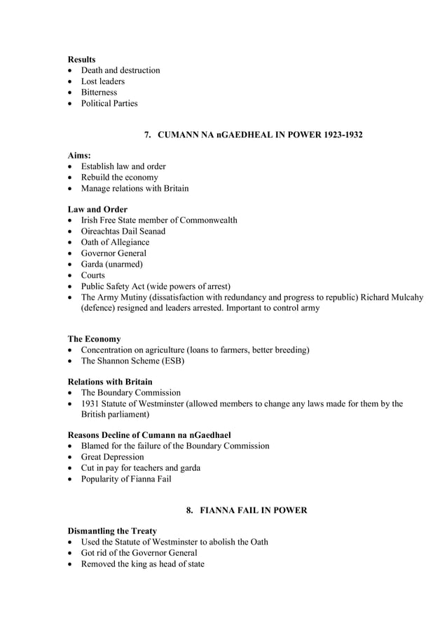 Third Year Junior Cert History Notes | PDF | Death, Injury, or Military ...
