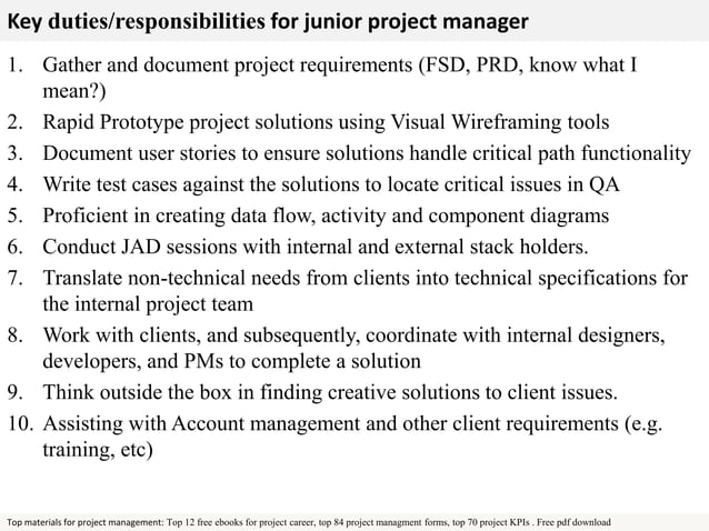 Junior project manager | PPT