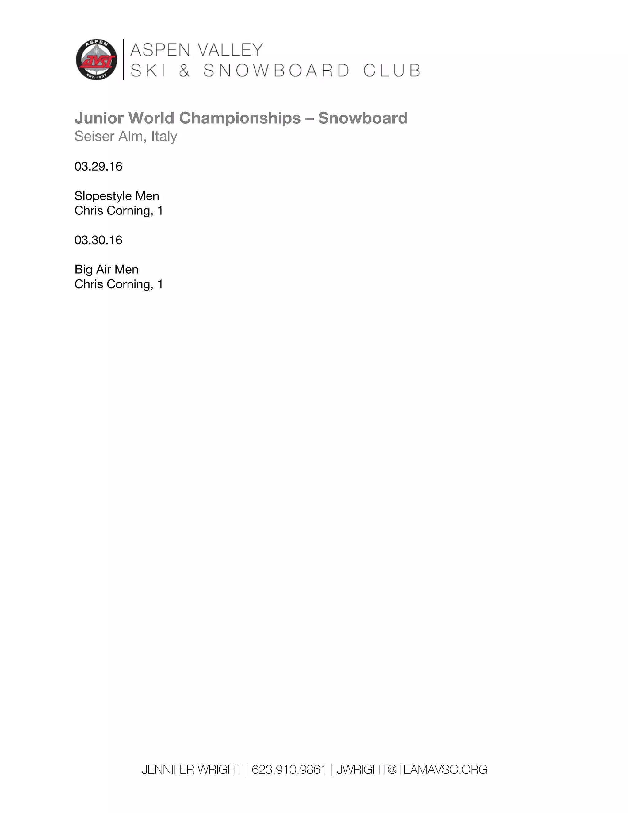 Junior World Championships – Snowboard | PDF