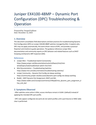 Juniper EX-4100 DPC Troubleshooting Report | PDF