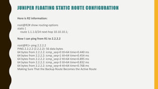Juniper JNCIA – Juniper Floating Static Route Configuration | PPTX | Computer Networking | Computing