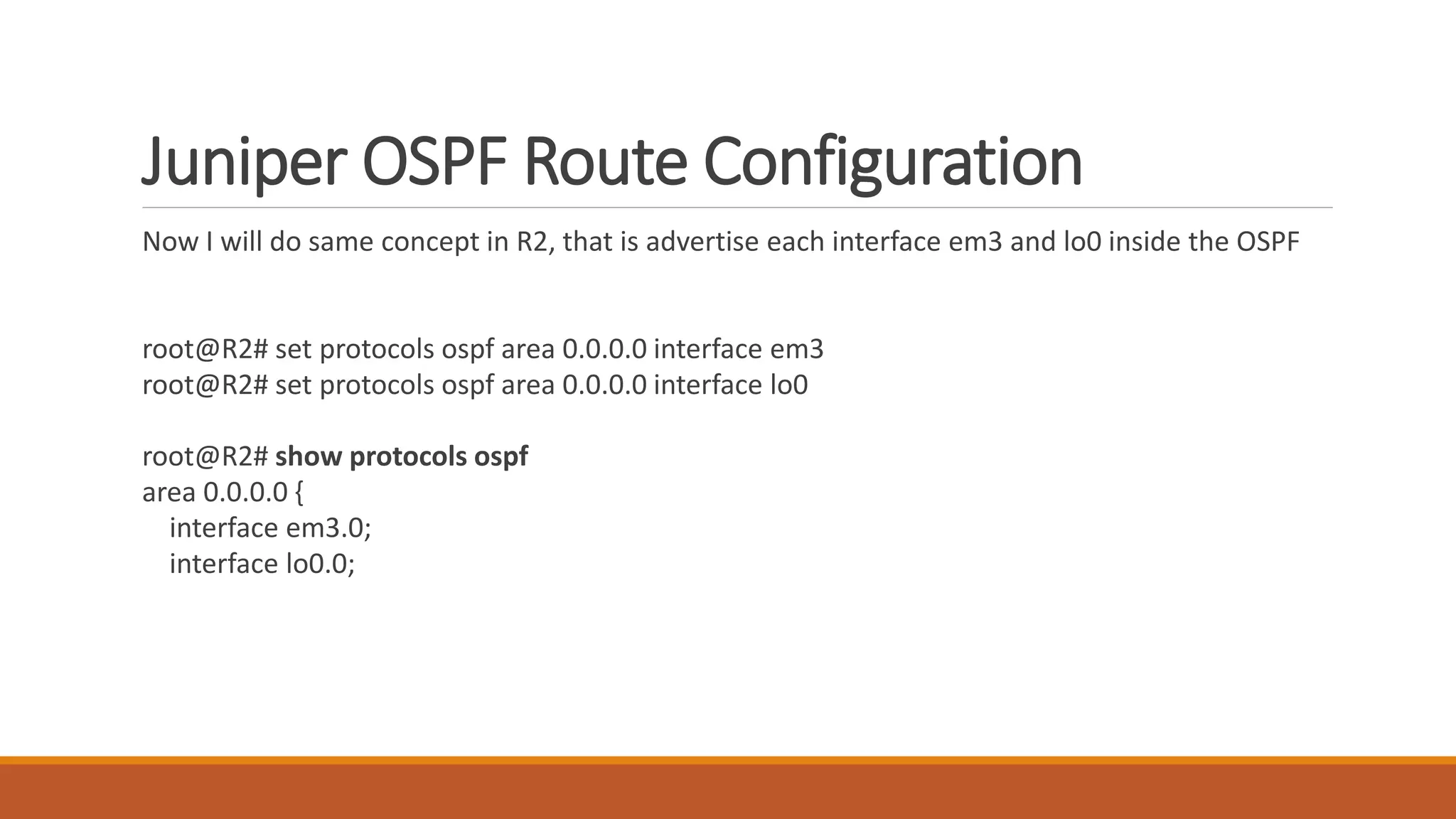 Juniper JNCIA – Juniper OSPF Route Configuration | PPTX | Computer Networking | Computing
