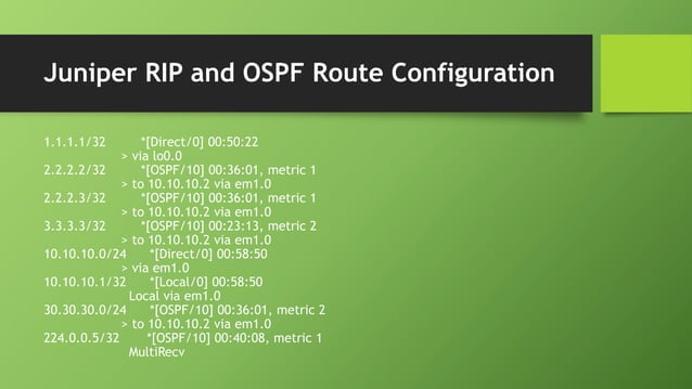 Juniper JNCIA – Juniper RIP and OSPF Route Configuration | PPT