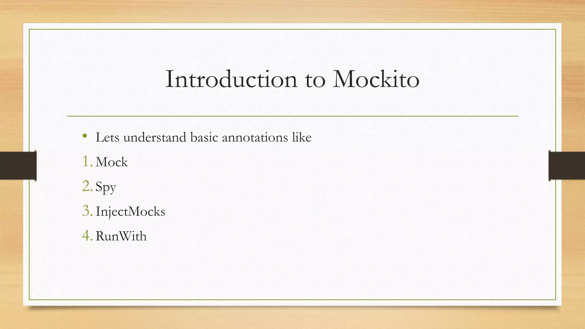Junit Mockito And Powermock In Java Ppt 