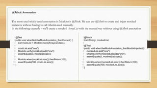 Junit mockito and PowerMock in Java | PPTX