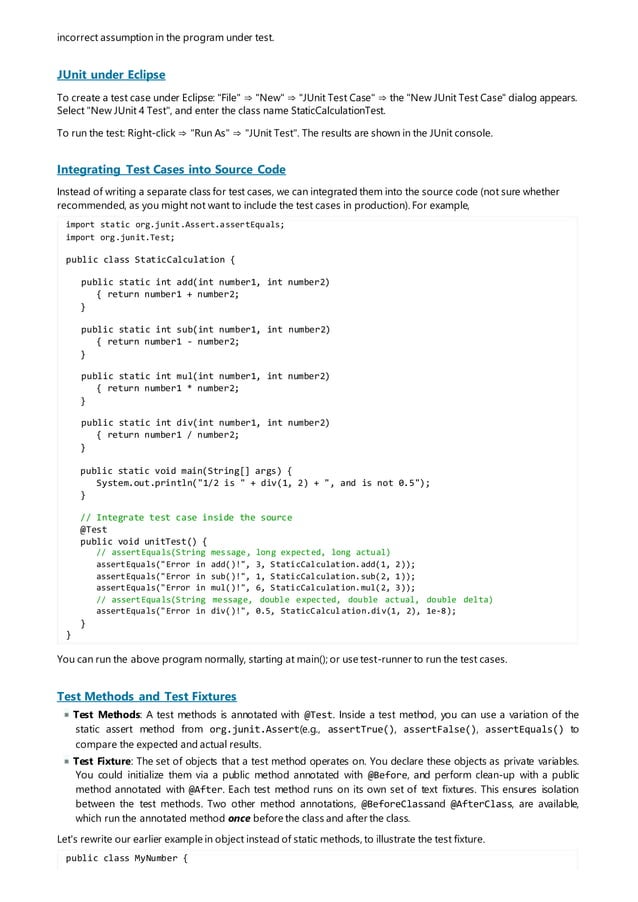 Junit With Eclipse | DOCX
