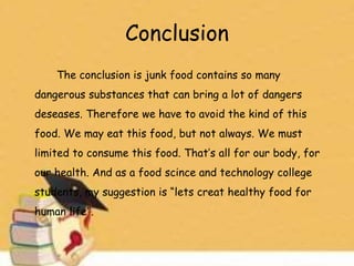 the dangers of Junk food | PPTX