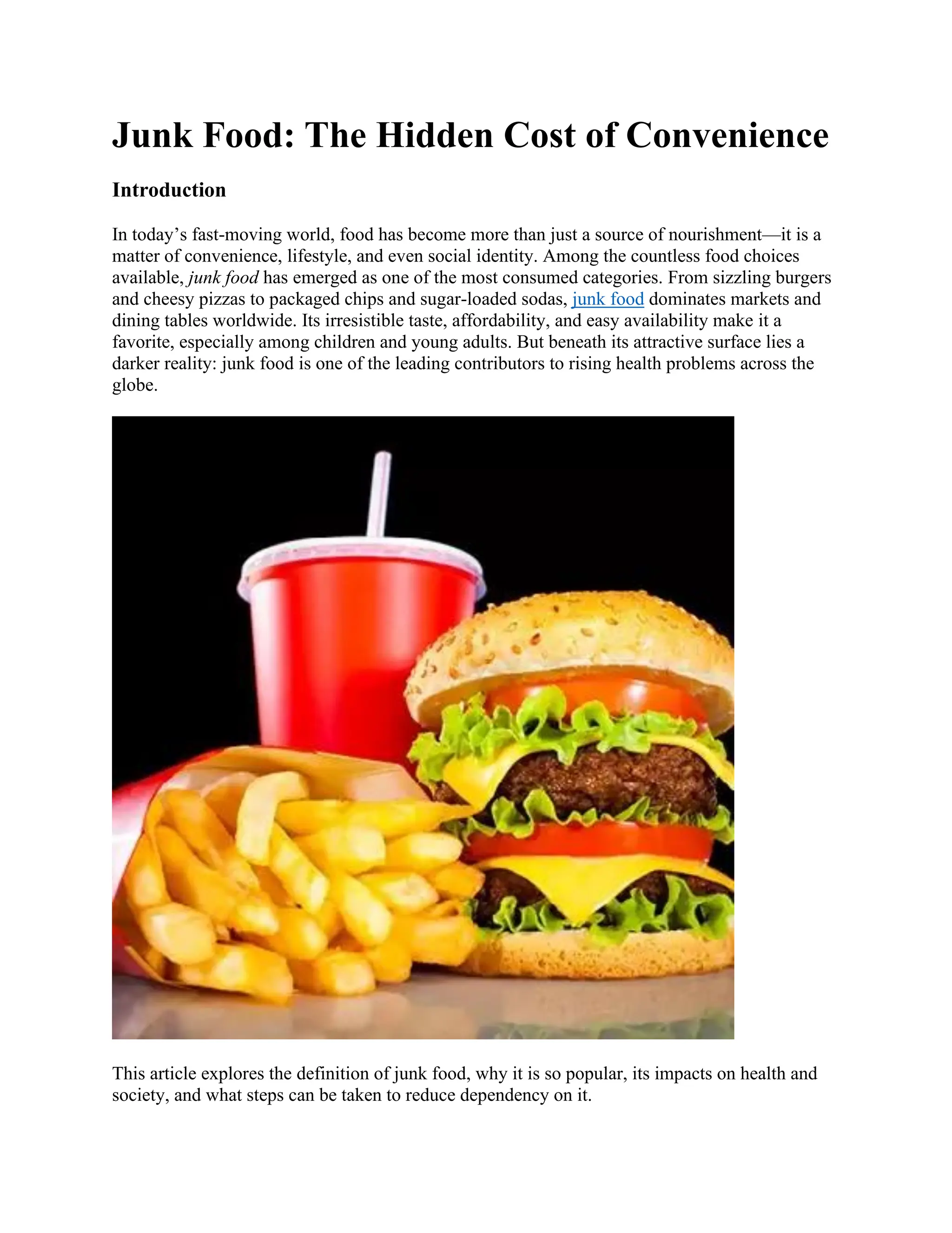 Junk Food: The Hidden Cost of Convenience | PDF