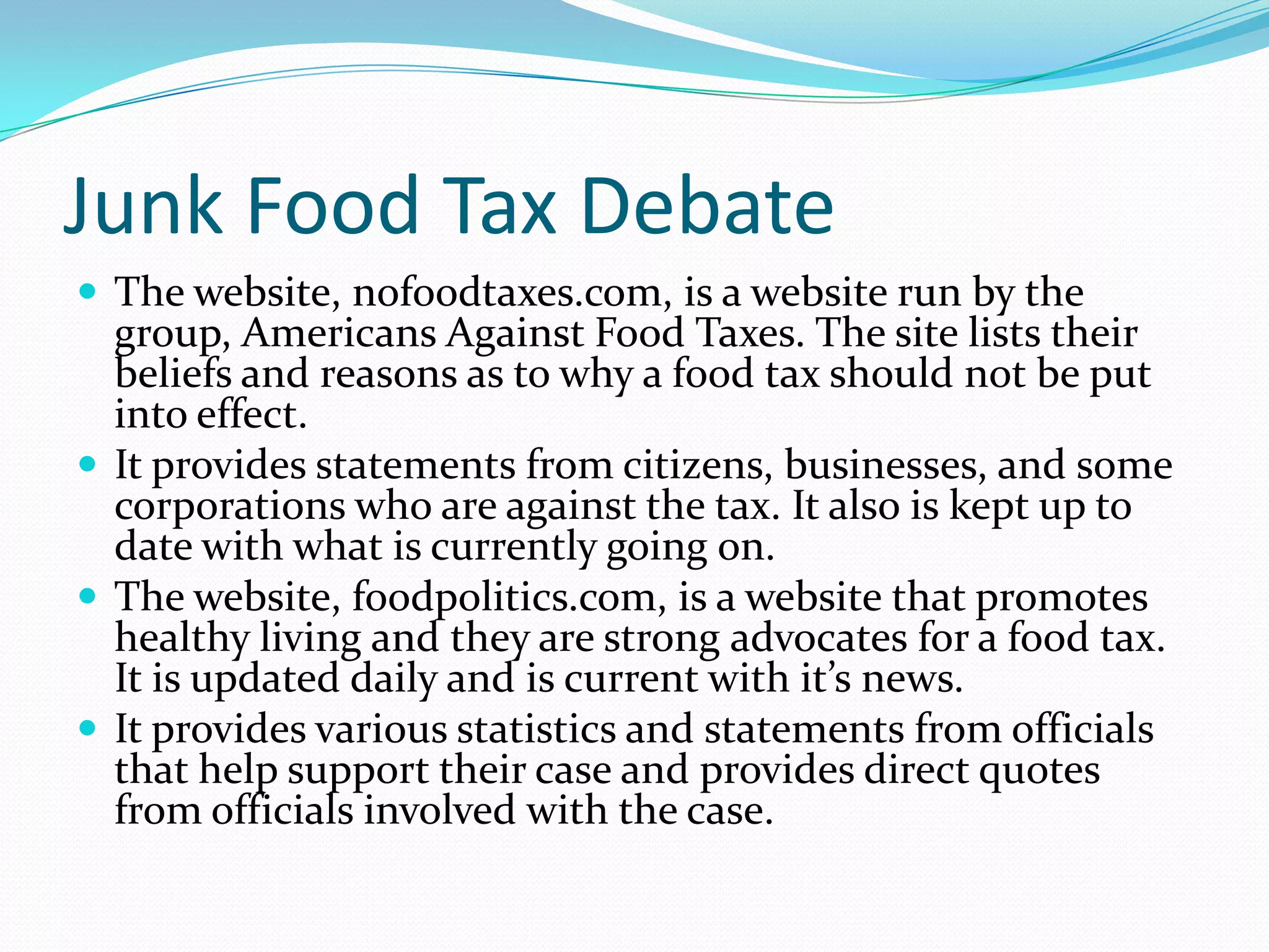 Junk food tax presentation | PPT