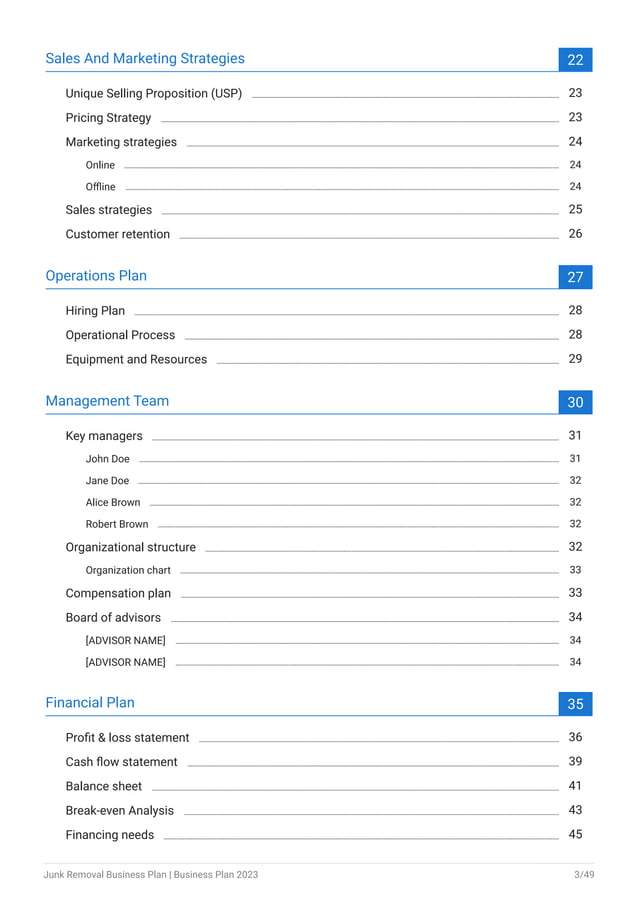 junk removal business plan example .pdf | Business Accounting & Finance ...