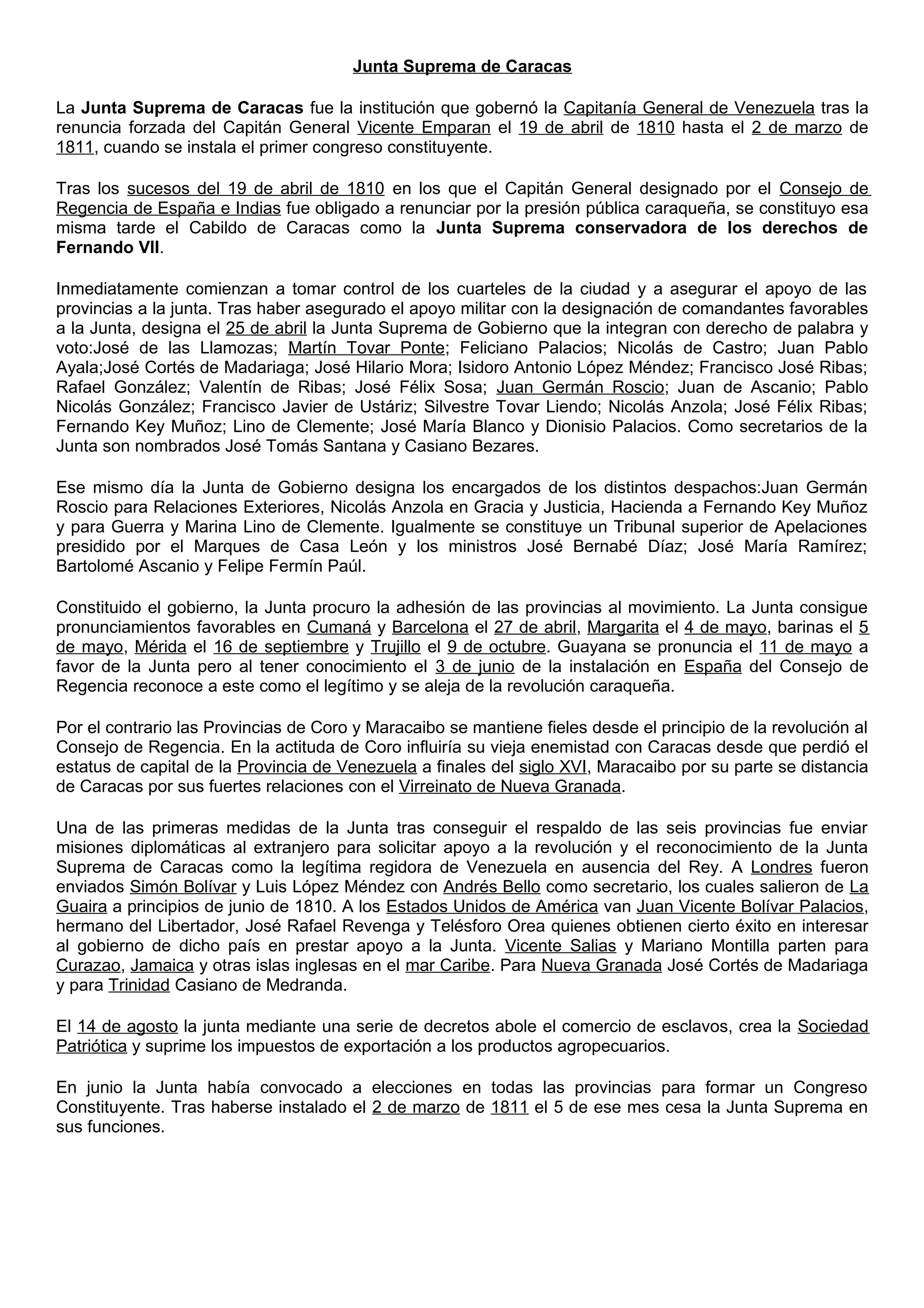 Junta suprema de caracas | DOC