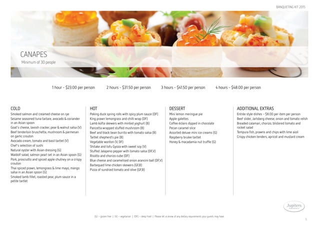 Banquets Compendium - Jupiters Townsville | PDF | Grocery Shopping ...