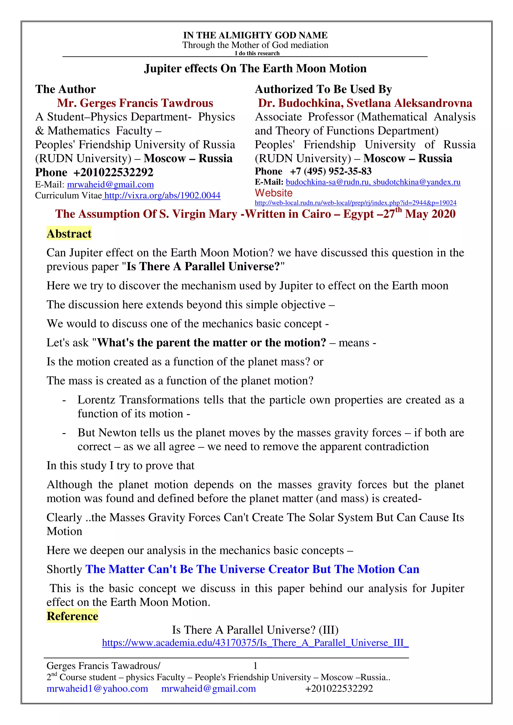 Jupiter effects On The Earth Moon Motion | PDF