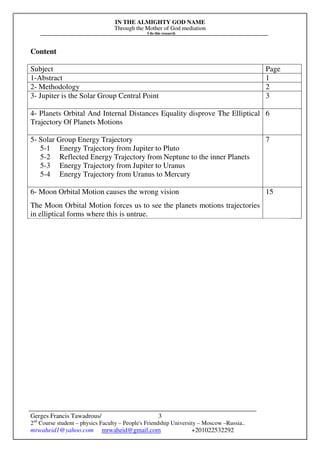 Jupiter Orbital Distance Proves, We See Wrongly The Solar Group, | PDF