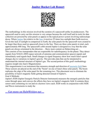 Jupiter Rocket Lab Report | PDF