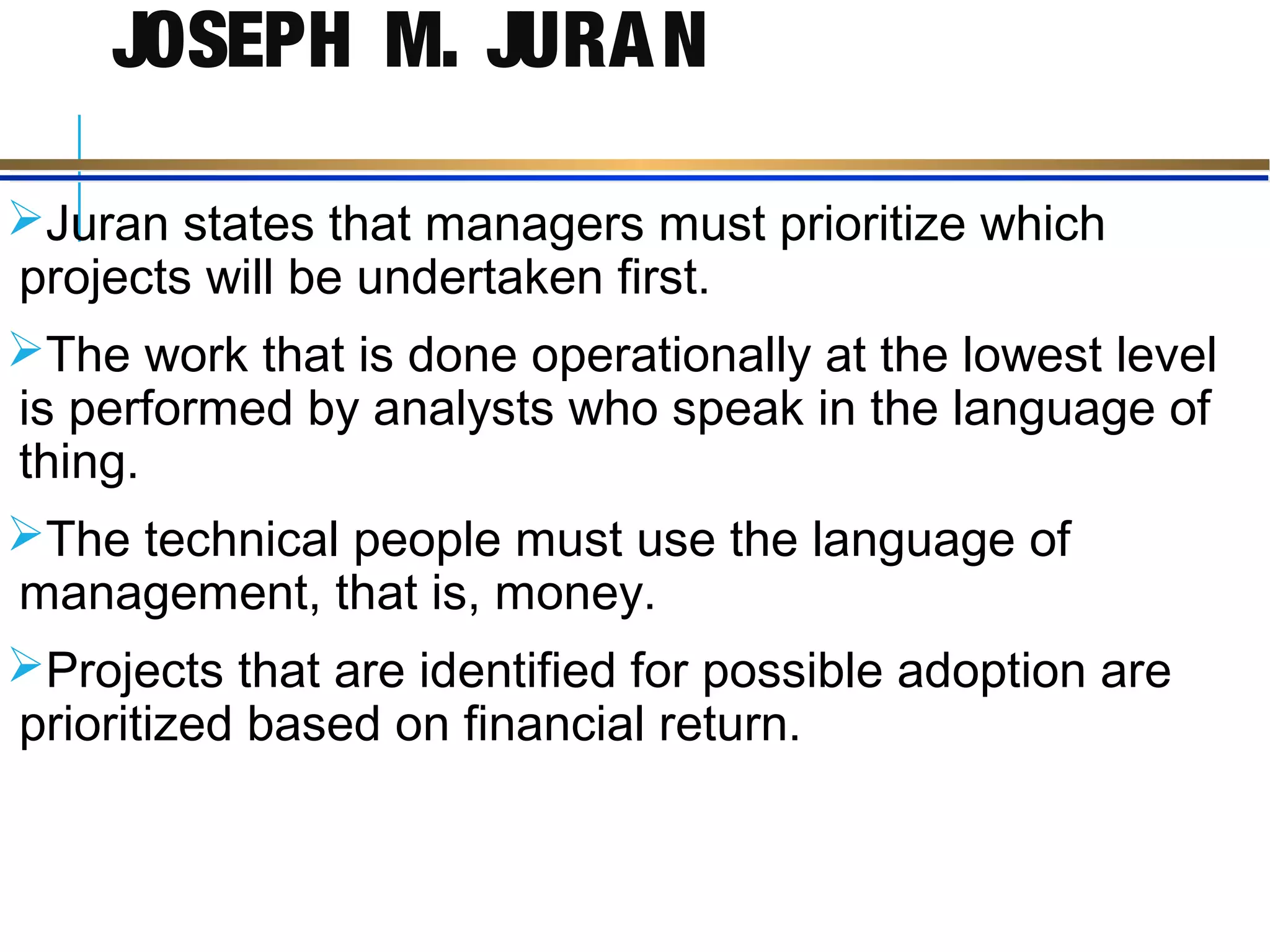 Juran trilogy quality assurance | PPT