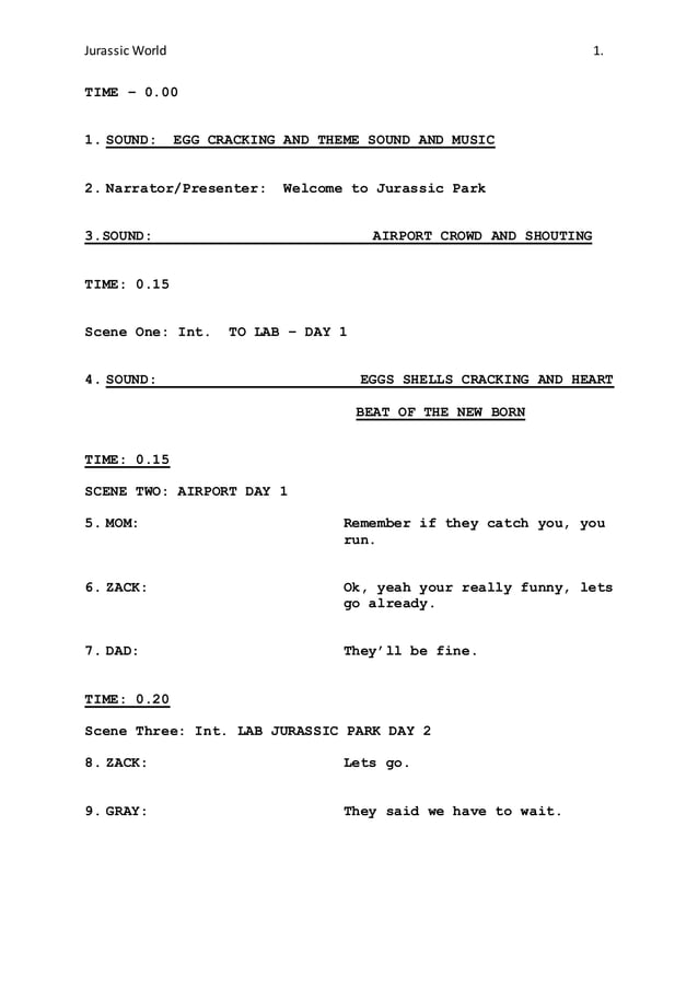 Jurassic world - 30 seconds script | DOCX