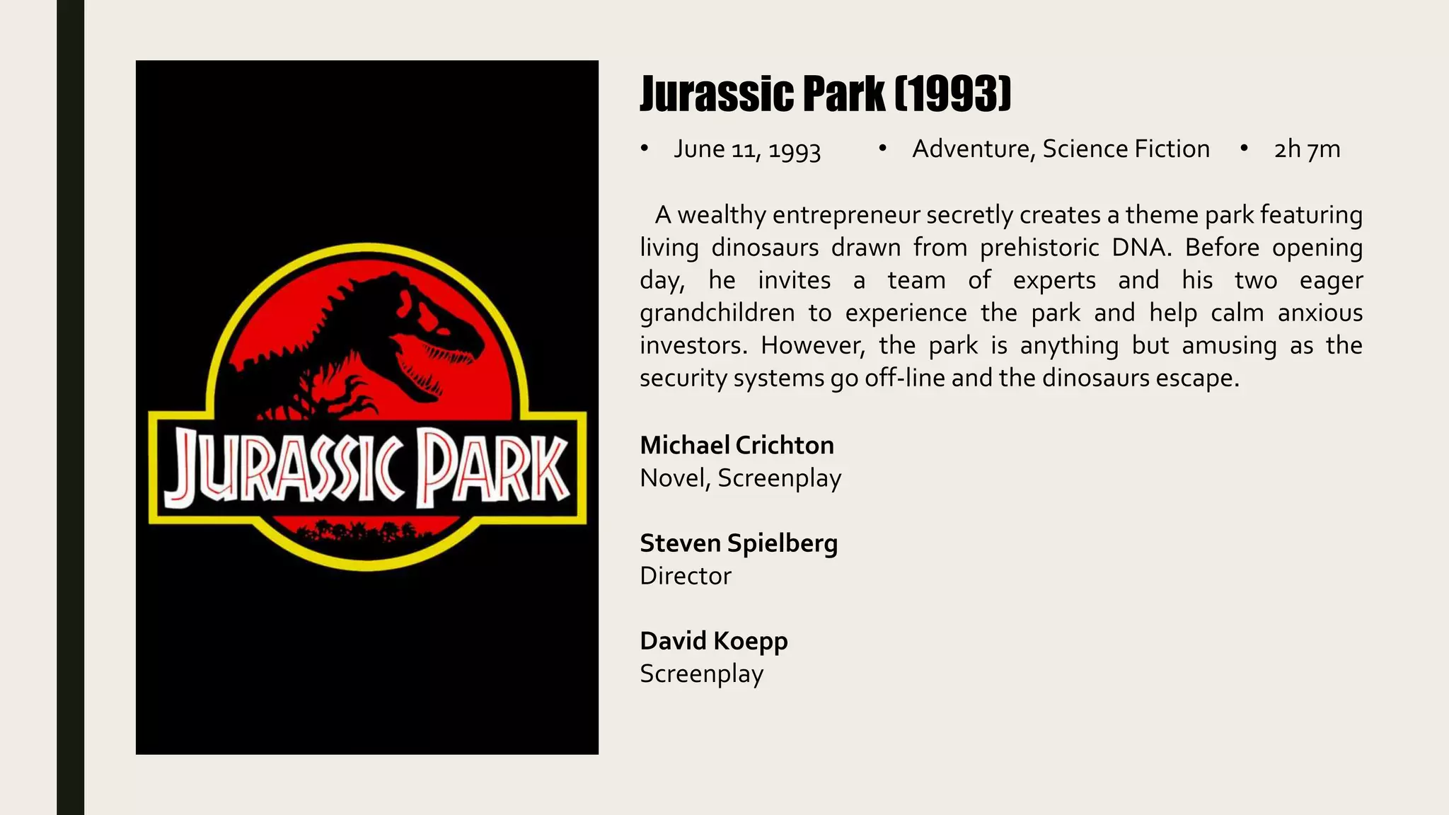 Jurassic park film series | PPTX