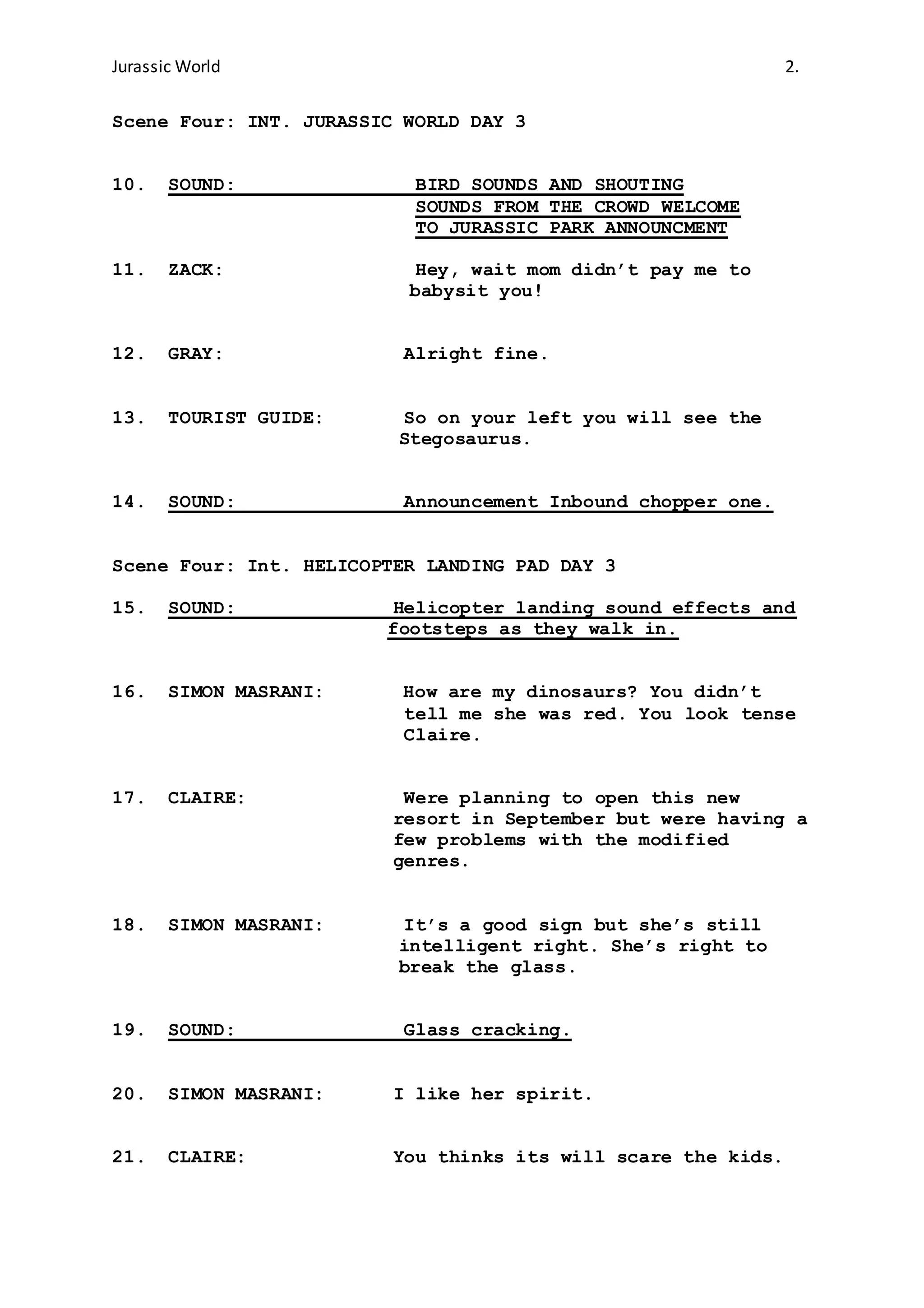 Jurassic World Script Demo | DOCX