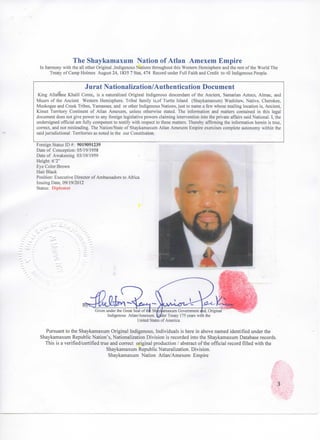 Jurat Nationalization Document - King Allahsane Khalil Conte | PDF