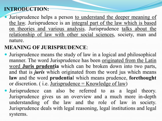 Introduction to Jurisprudence | PPTX | Legal Services Industry | Industries