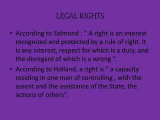 types of legal rights under jurisprudence | PPTX