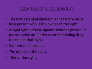 types of legal rights under jurisprudence | PPTX