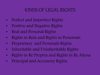 types of legal rights under jurisprudence | PPTX