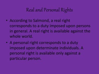 types of legal rights under jurisprudence | PPTX