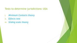 Jurisdiction issues in cyberspace | PPTX