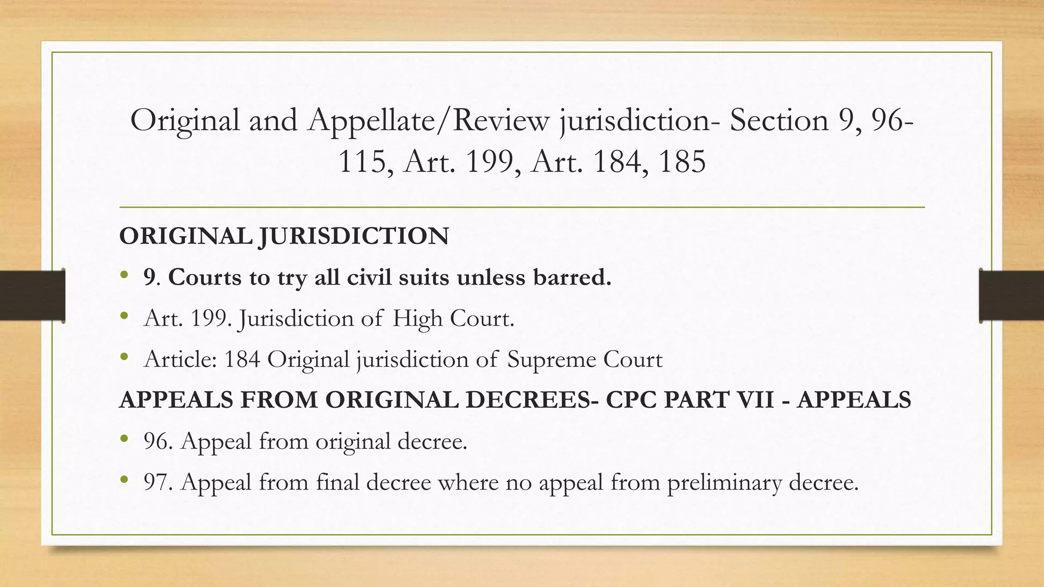 Jurisdiction of courts under cpc 1908 | PPTX