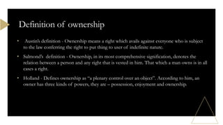 Concept of ownership under jurisprudence | PPTX