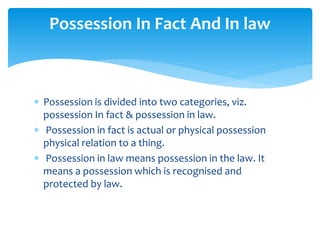 Jurisprudence Possession..pptx | Law