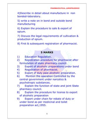 PHARMACEUTICAL JURISPRUDENCE UNIT WISE QUESTION.pdf