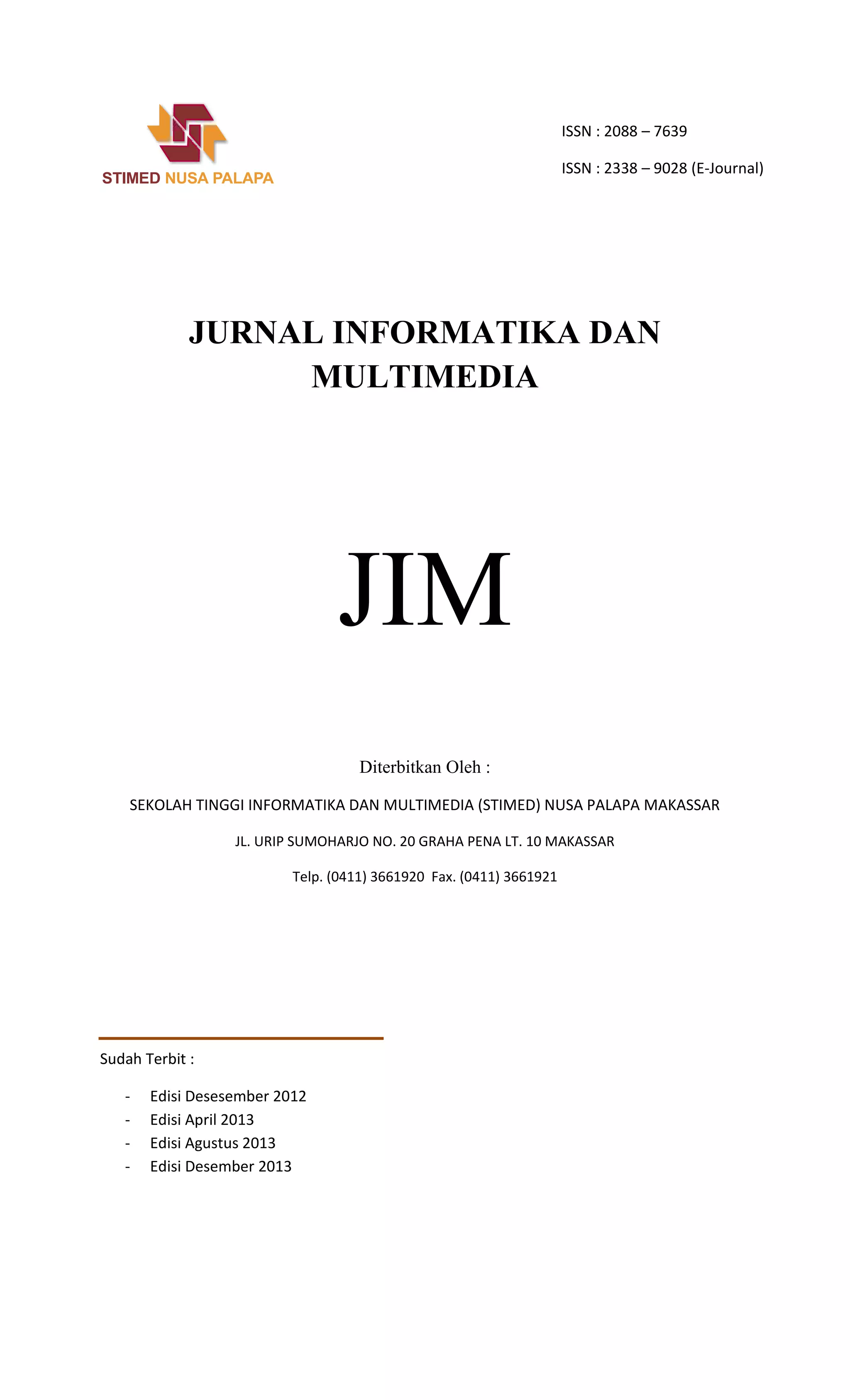 Jurnal Informatika dan Multimedia STIMED NUSA PALAPA | DOCX