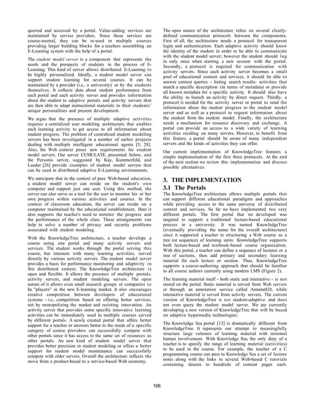 Jurnal a distributed architecture for adaptive e-learning | PDF | Web Development | Internet