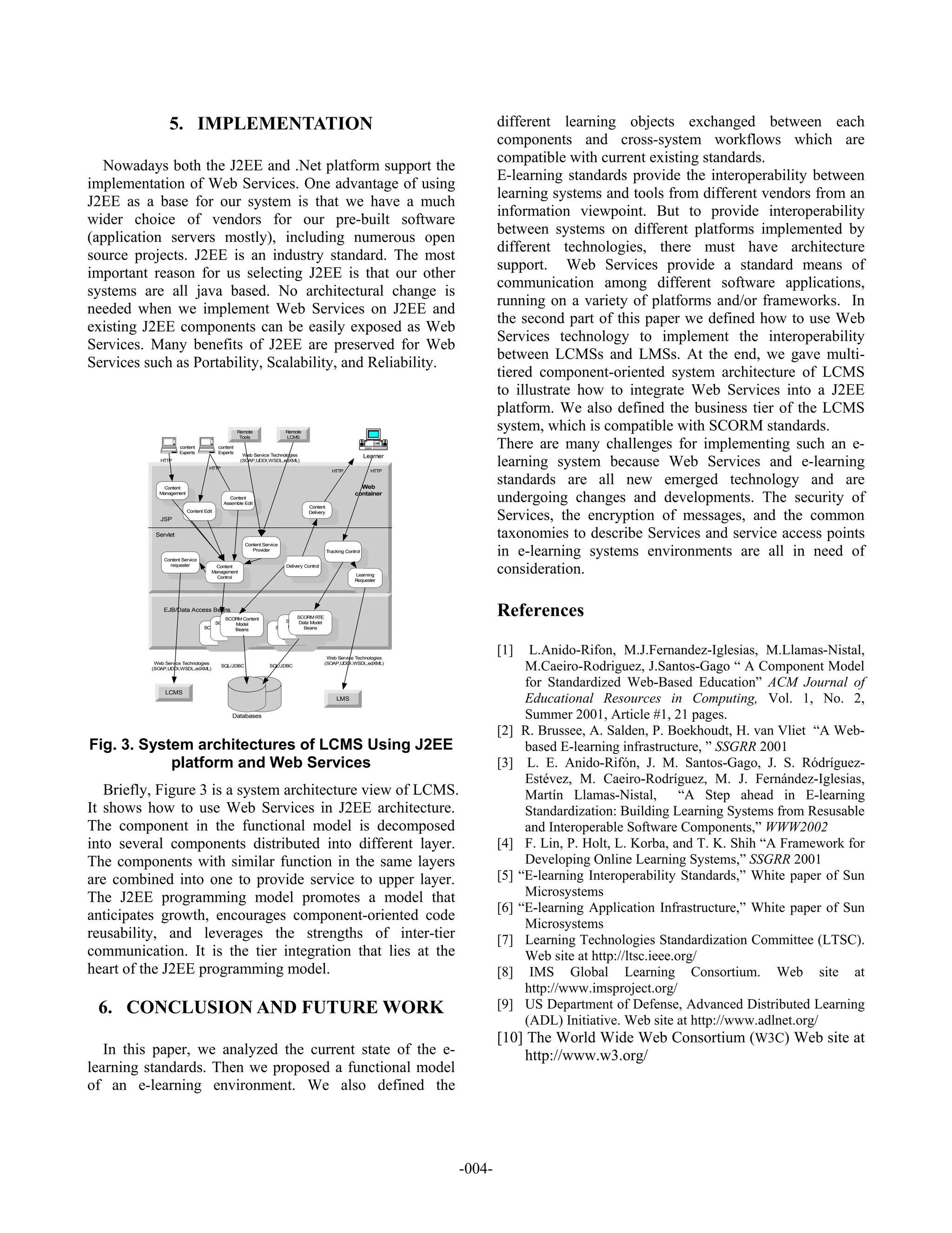 Jurnal an implementable architecture of an e-learning system | PDF