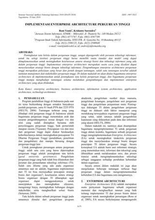 Jurnal implementasi enterprise architecture perguruan tinggi | PDF
