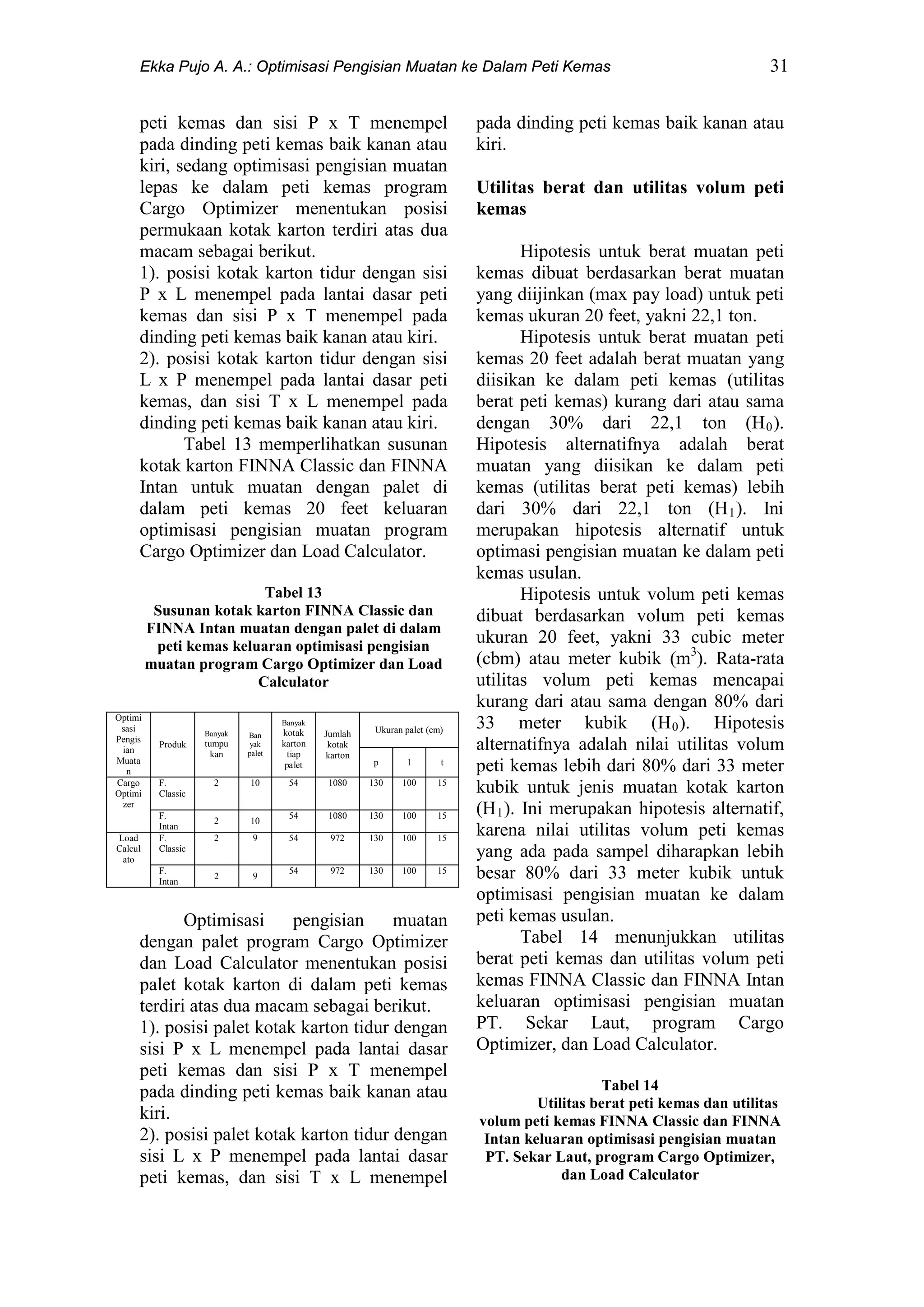 Jurnal pdp vol 5 no 1 ekka optimisasi pengisian muatan ke dalam peti kemas | PDF