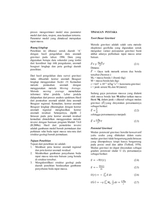 Jurnal pemodelan anomali gravitasi menggunakan metode inversi 2 d (dua ...