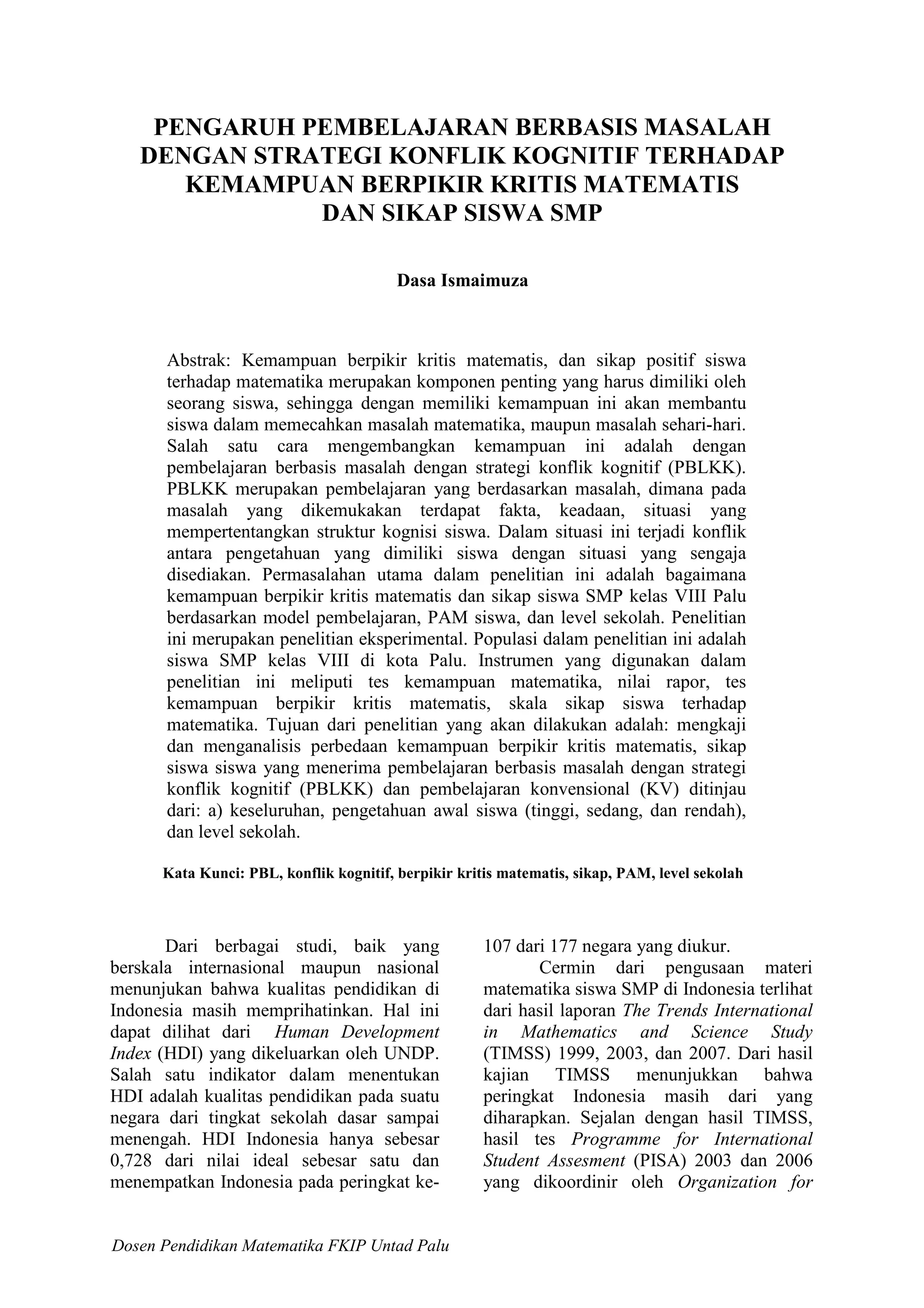 Jurnal pendidikan matematika | PDF
