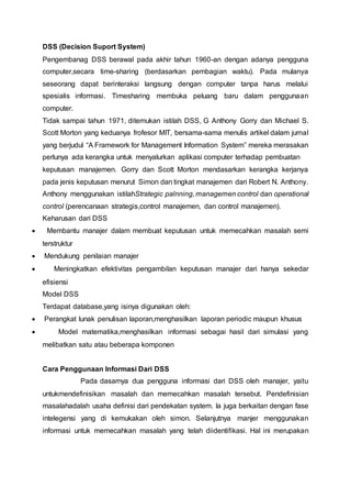 Jurnal 1 sistem pakar atau dss | DOCX